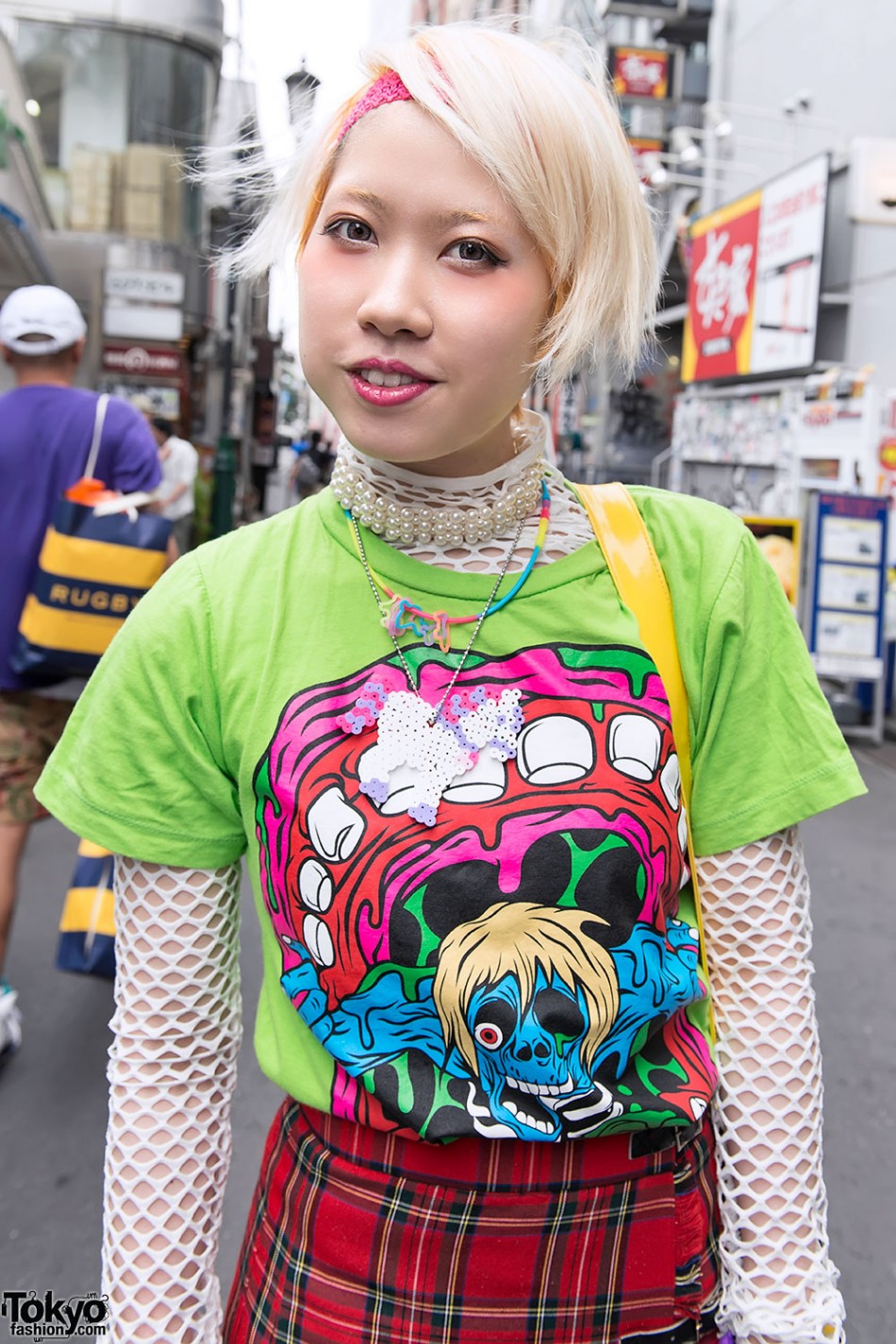 Colorful Harajuku Street Style w/ Monster T-shirt, Tartan Skirt ...