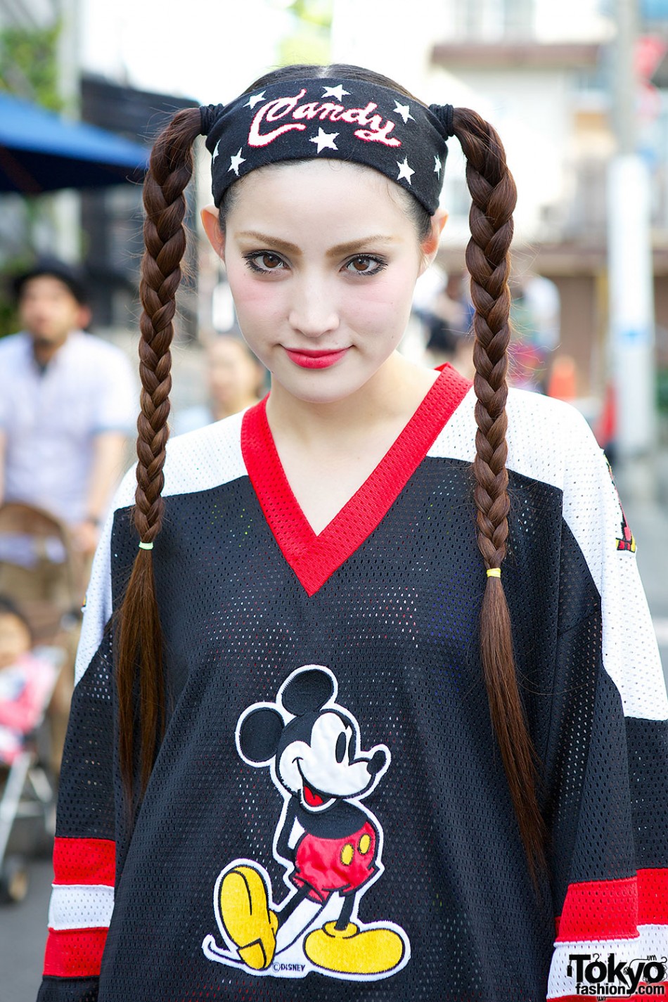 Mickey Mouse Mesh Top & Ring w/ Braids & Headband in Harajuku – Tokyo ...