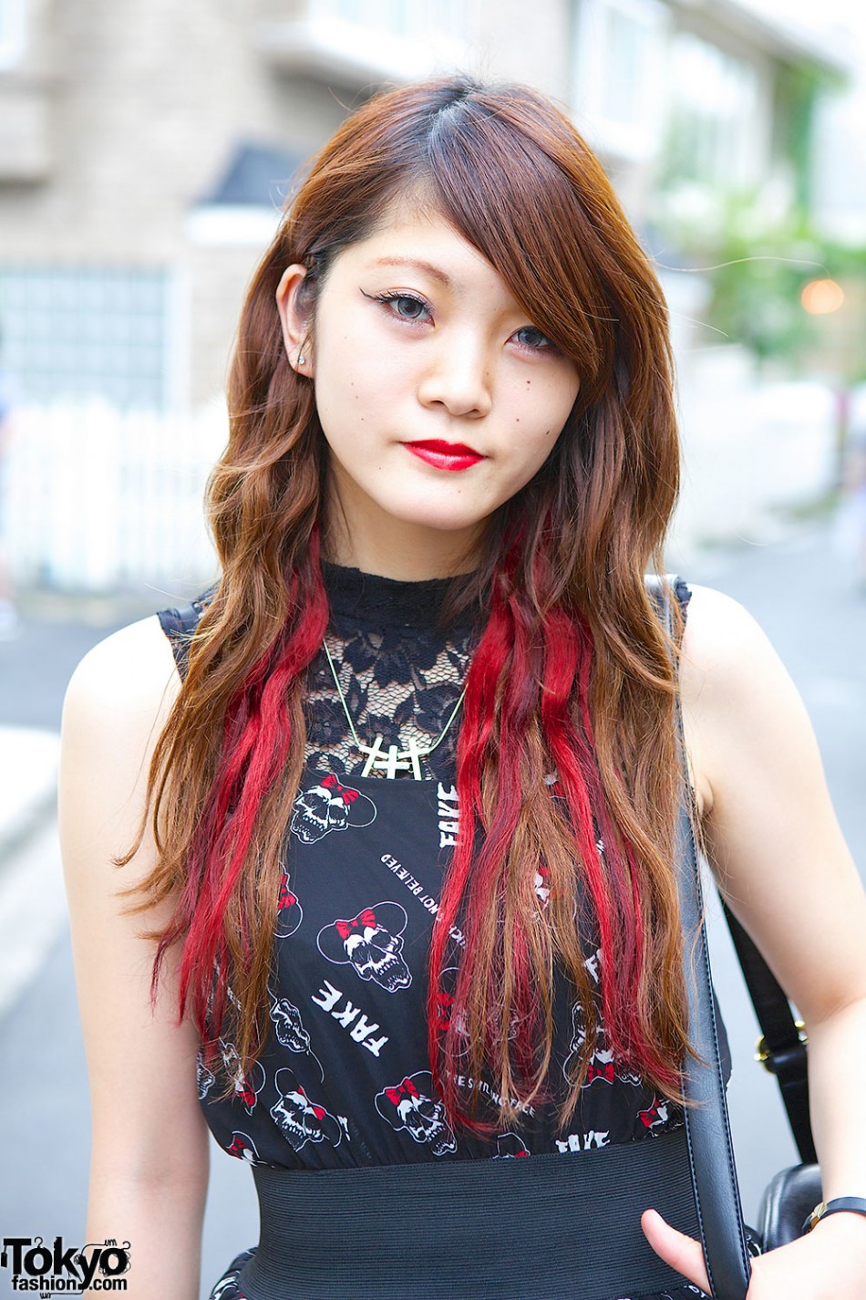 Glad News Mouse Skulls Dress, Red Streaked Hair & Spiked Mouse Bag ...