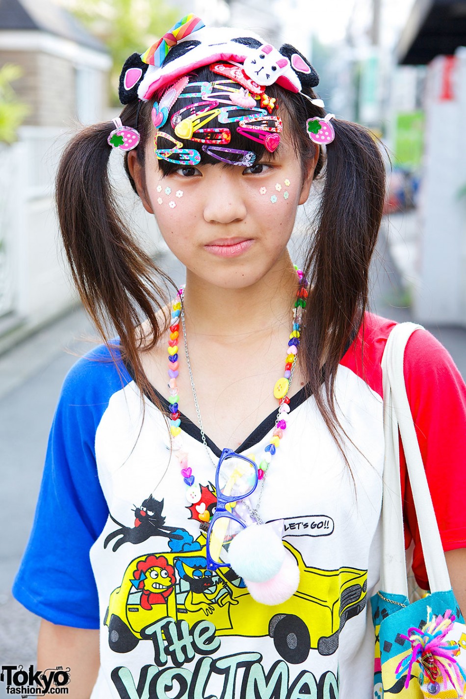 Decora Style in Harajuku w/ Neon Tutu, Hair Clips & Panda Mask – Tokyo ...