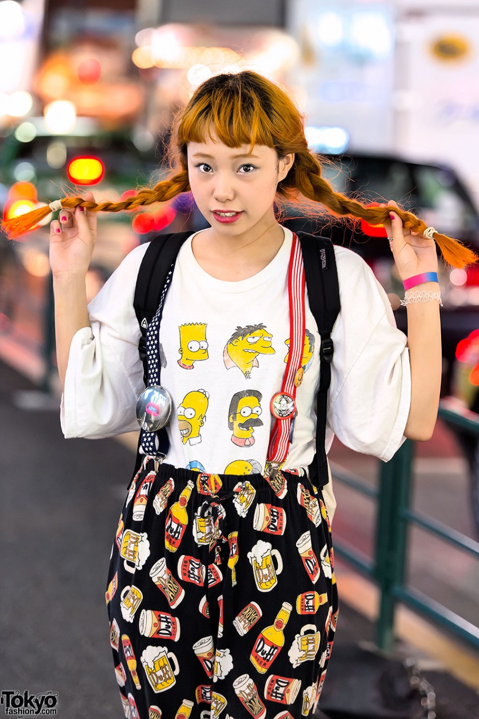 Twin Braids Hairstyle, The Simpsons & Suspenders in Harajuku – Tokyo ...
