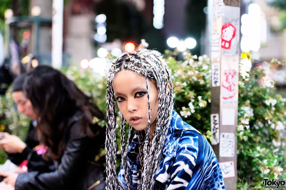 Hirari Ikeda in Shibuya w/ Braids & Studded Platforms – Tokyo Fashion