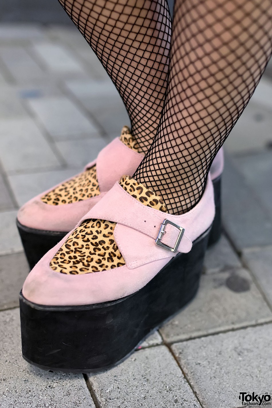 Ashish “Tres Fatigue” Top, Fishnets & Leopard Platforms in Harajuku ...