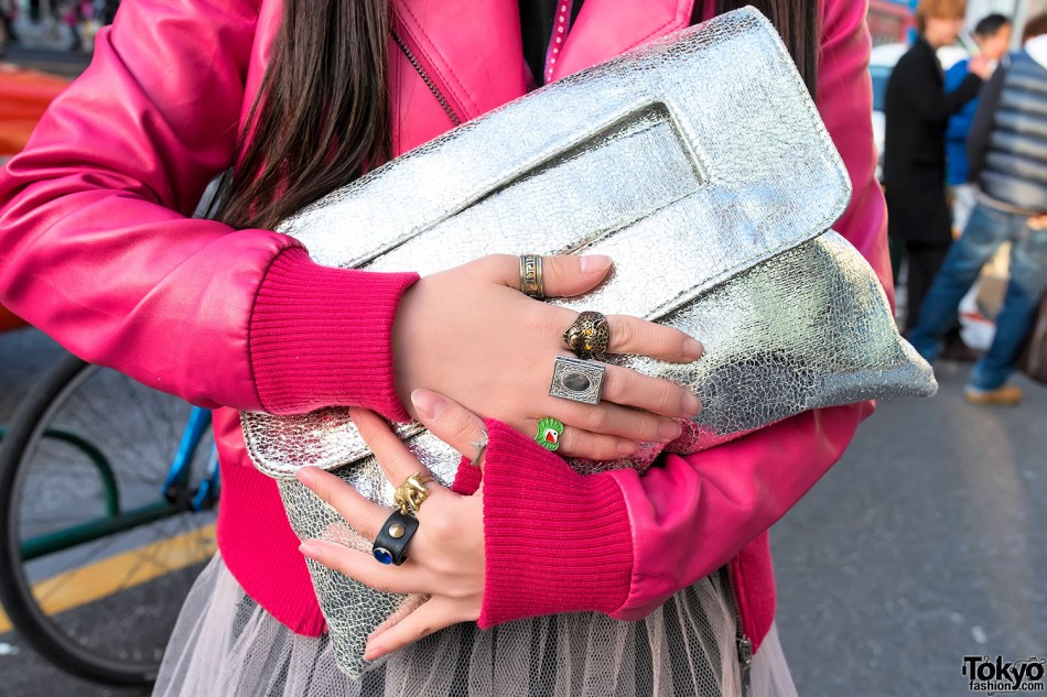 Pink Leather Jacket, Twin Tails, Sheer Skirt & Tokyo Bopper in Harajuku ...