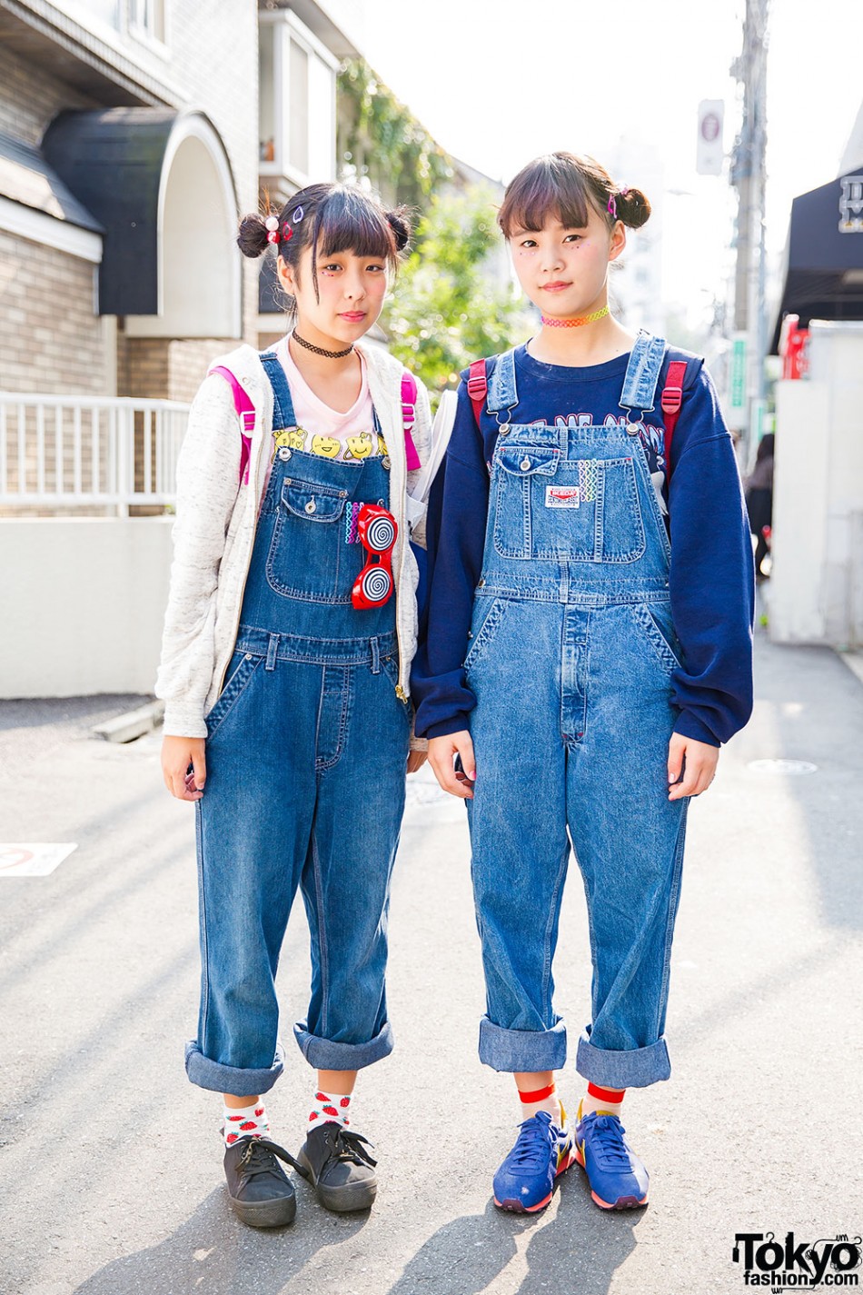 Harajuku Girls in WEGO Denim Overalls, Tattoo Necklaces, Twin Buns ...