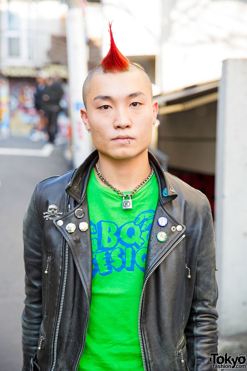 Harajuku Punk w/ Red Mohawk, Leather Jacket, BQ-Design, 666 & Converse ...