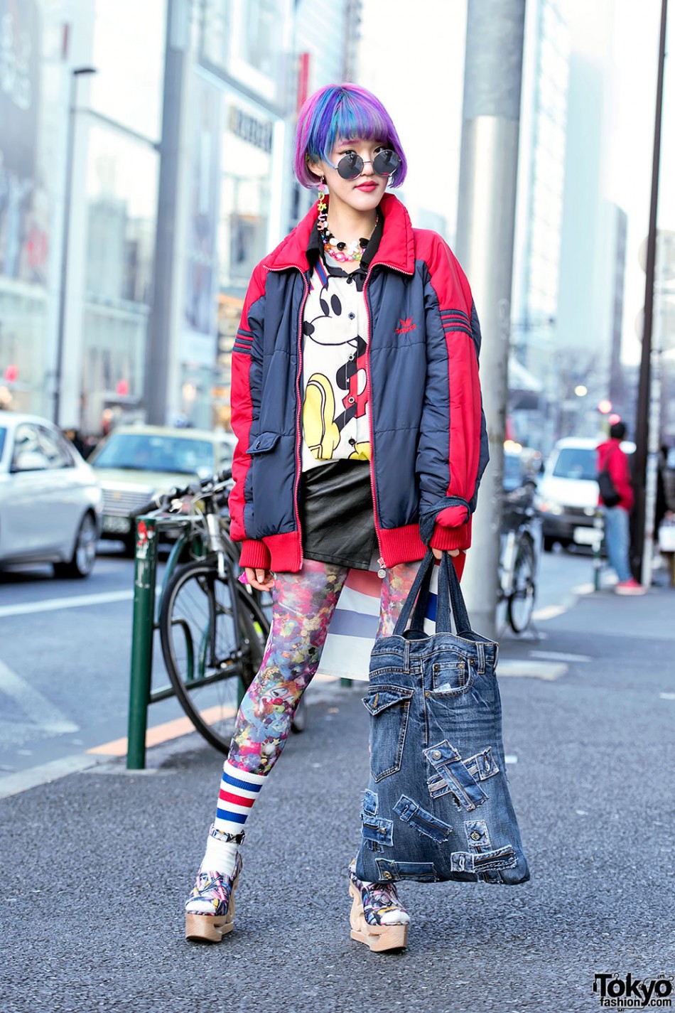 Rikarin in Harajuku w/ Pink-Purple Hair, Adidas Jacket, 6%DOKIDOKI ...