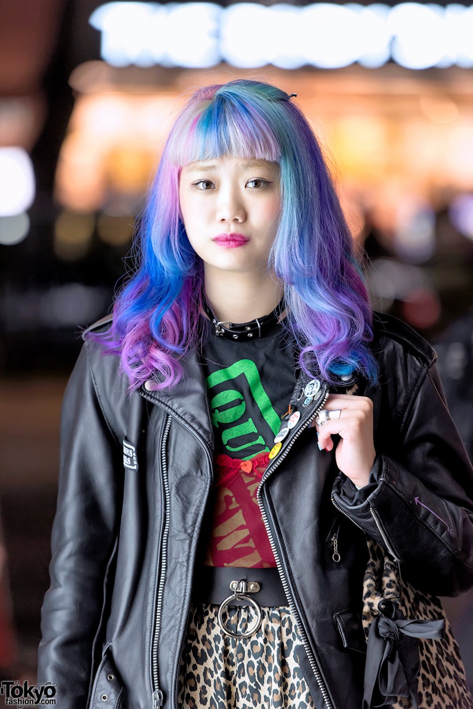 Elleanor in Harajuku w/ Purple Hair, Schott Leather Jacket, Animal ...