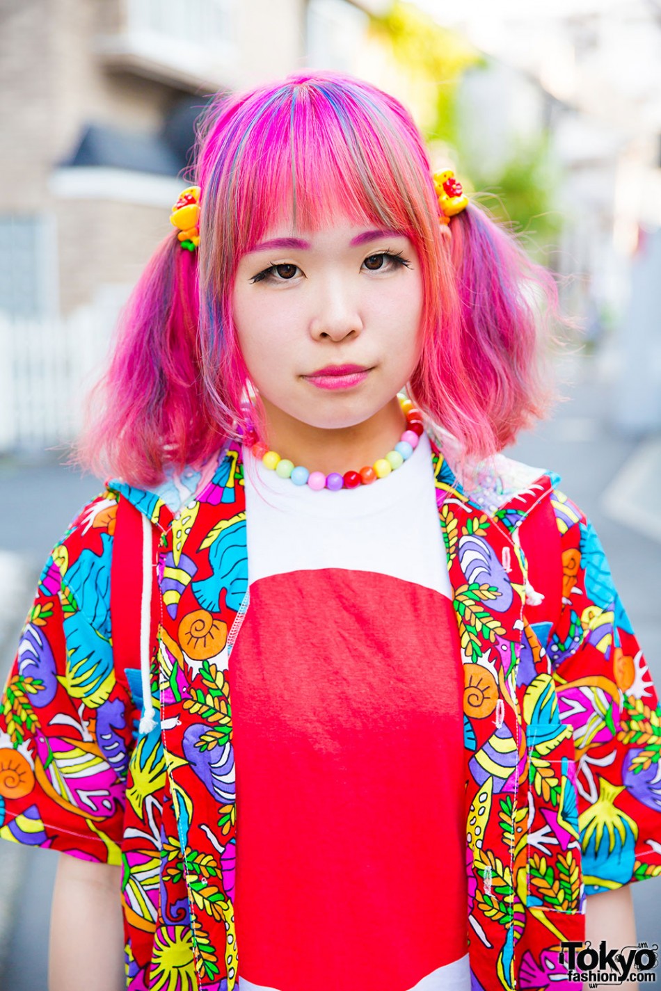 Pink-haired Harajuku Girl in Colorful Fashion w/ Kinji, Candy Stripper ...