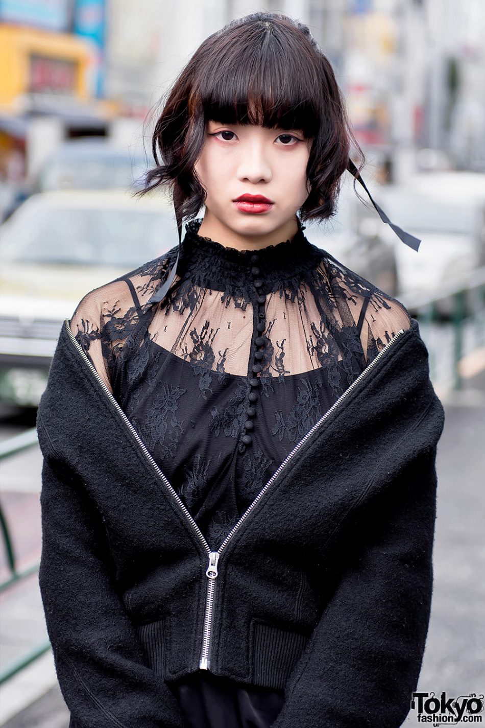 Dark Harajuku Style w/ Draped Comme Ca Ism Jacket, Kujaku Skirt ...