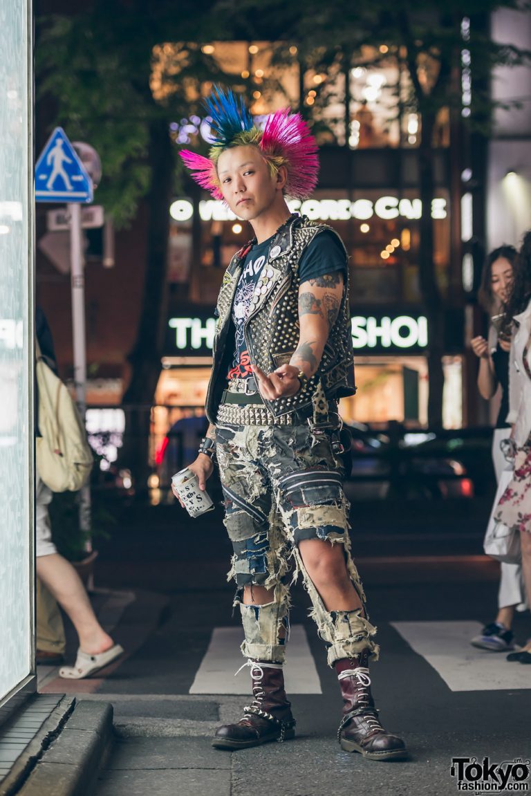 Harajuku Street Punk w/ Trihawk Hair in Who Killed Spikey Jacket? Tee ...