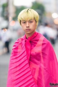 Handmade Harajuku Street Style Featuring Pink Pleated Cocoon Cape ...