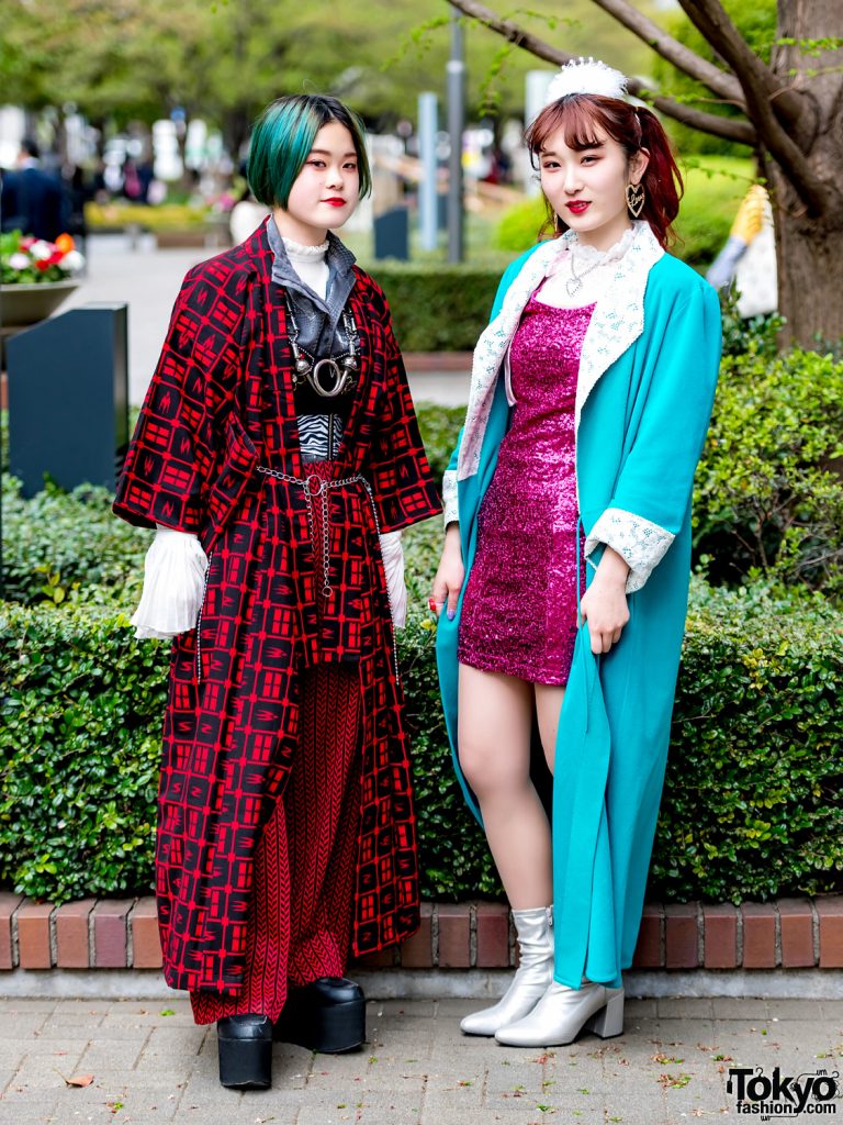 Vintage & Handmade Japanese Street Styles w/ Kimono Coat & Sequin Dress ...