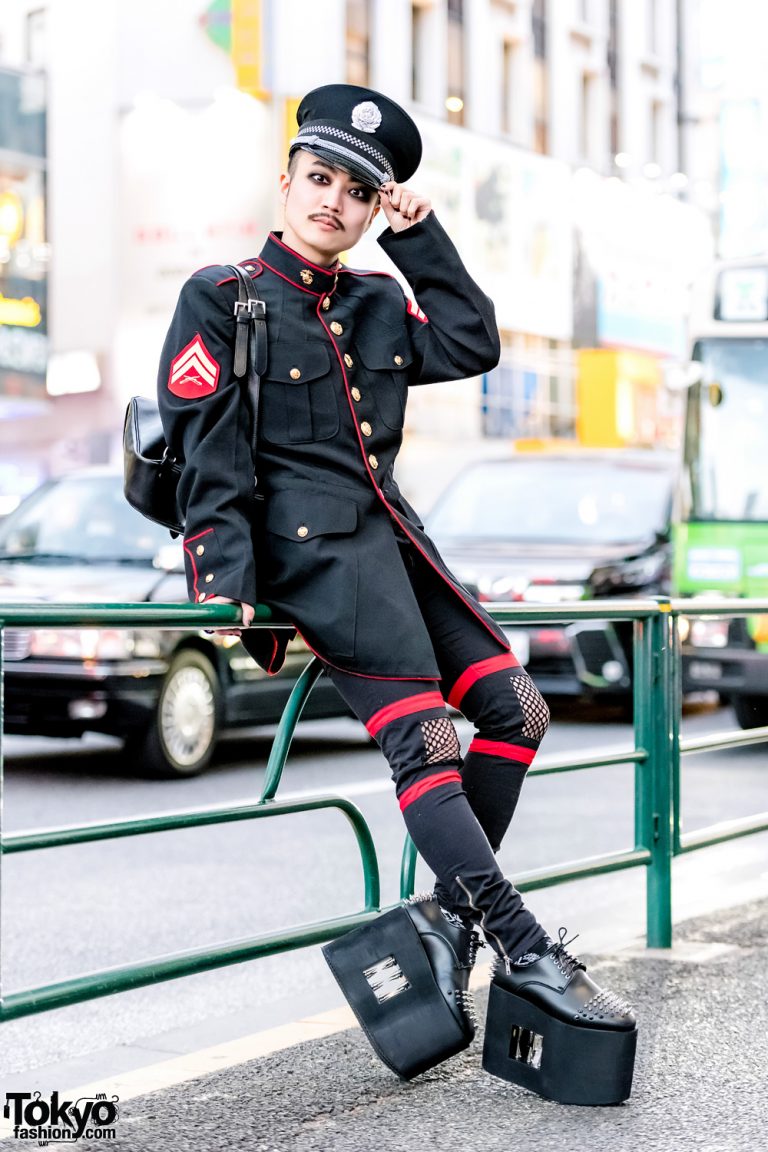Japanese DJ in Military-Inspired Tokyo Streetwear w/ Vintage Navy Coat ...