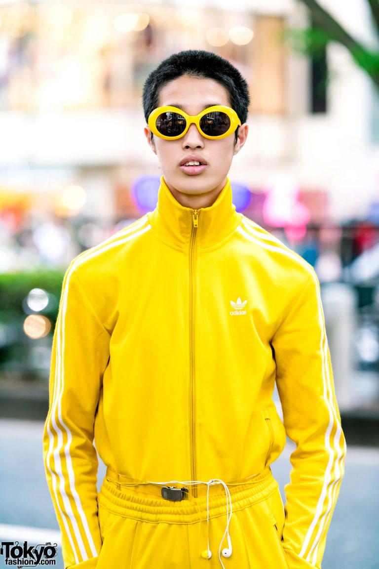 Adidas Originals Yellow Track Suit, Sandals & Sunglasses in Harajuku ...
