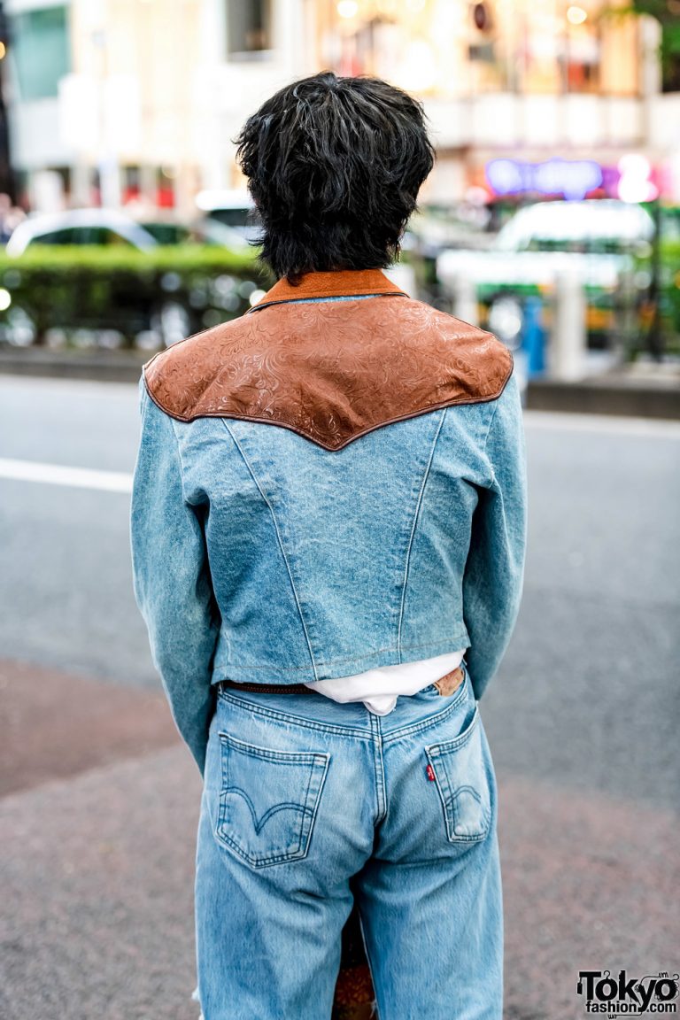 Leather & Denim Jacket Back View – Tokyo Fashion