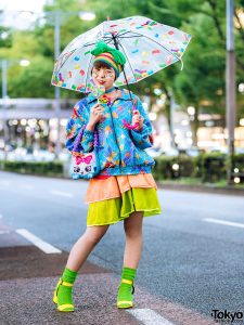 Colorful Kawaii Street Style in Harajuku w/ Printed Jacket, Handmade ...