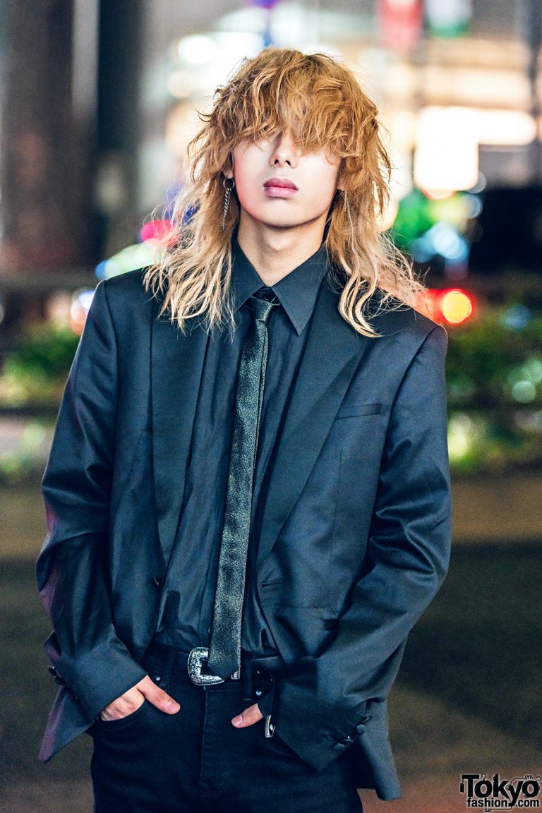 Harajuku Guy w/ Shaggy Hairstyle in Skinny Suit, YSL Necktie ...