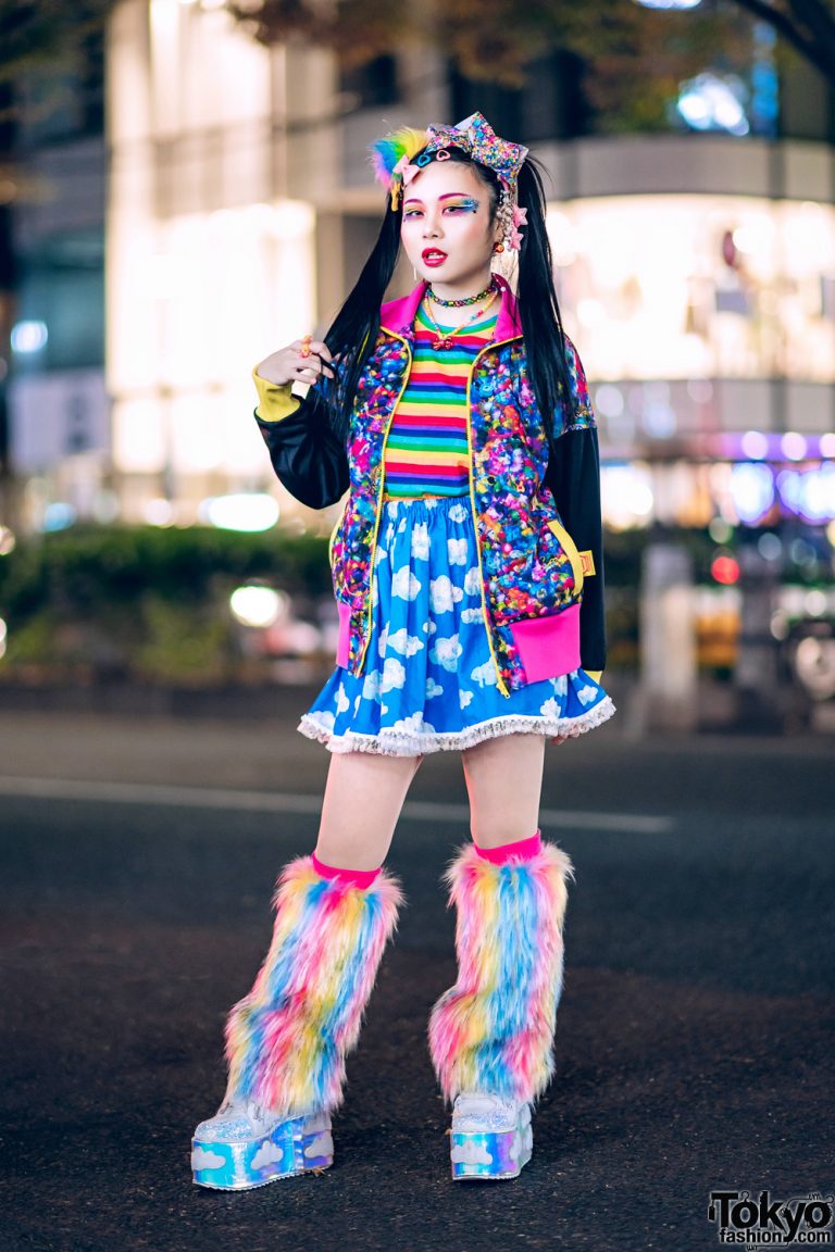 Kawaii Harajuku Street Style w/ Furry Leg Warmers, 6%DOKIDOKI Prints ...