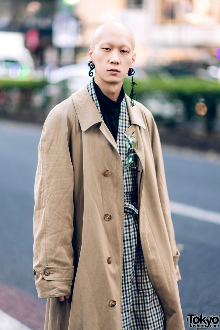 Japanese Model & Musician in Layered Outerwear Street Style w/ Burberry ...