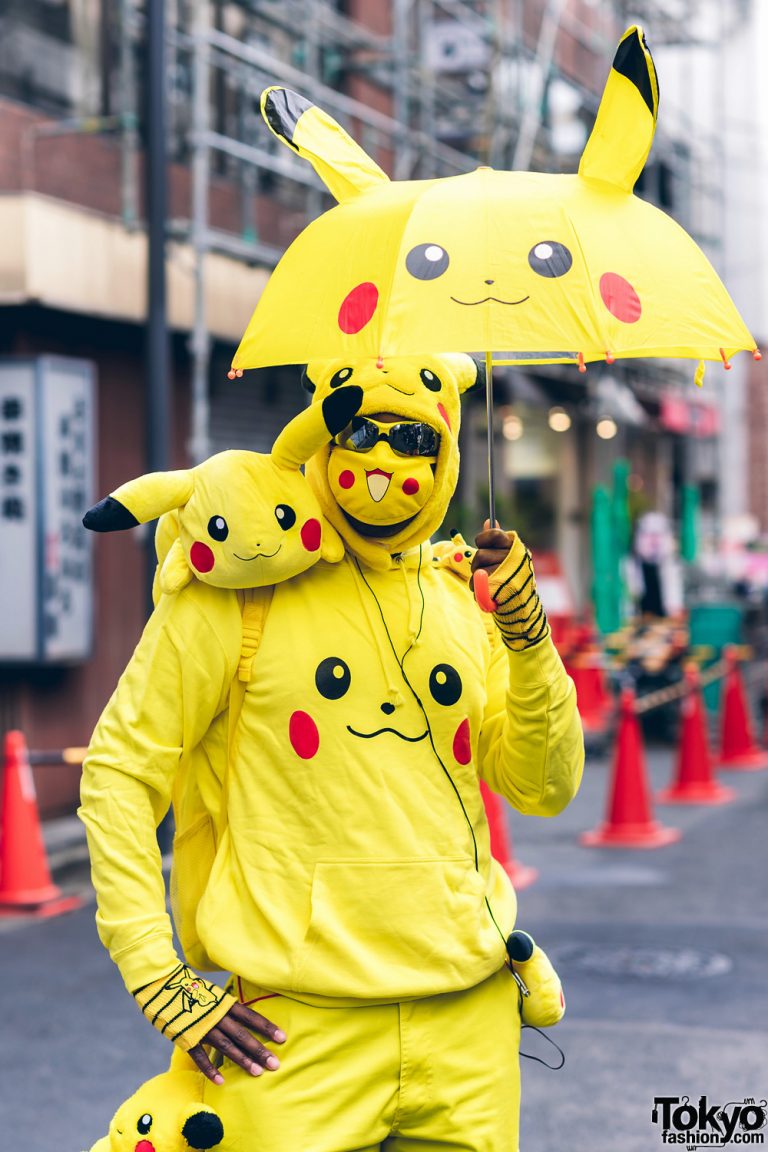 Pikachu Street Style in Harajuku w/ Pickachu Mask, Furry Hat, Hoodie ...