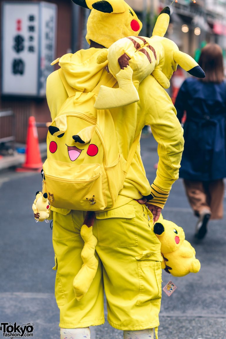 Pikachu Street Style in Harajuku w/ Pickachu Mask, Furry Hat, Hoodie ...