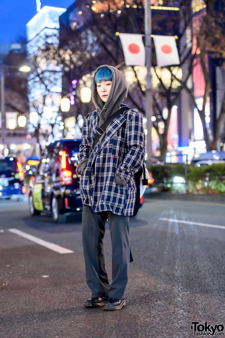 Japanese Hair Stylist in Harajuku w/ ESC Studio Plaid Jacket, Chance ...