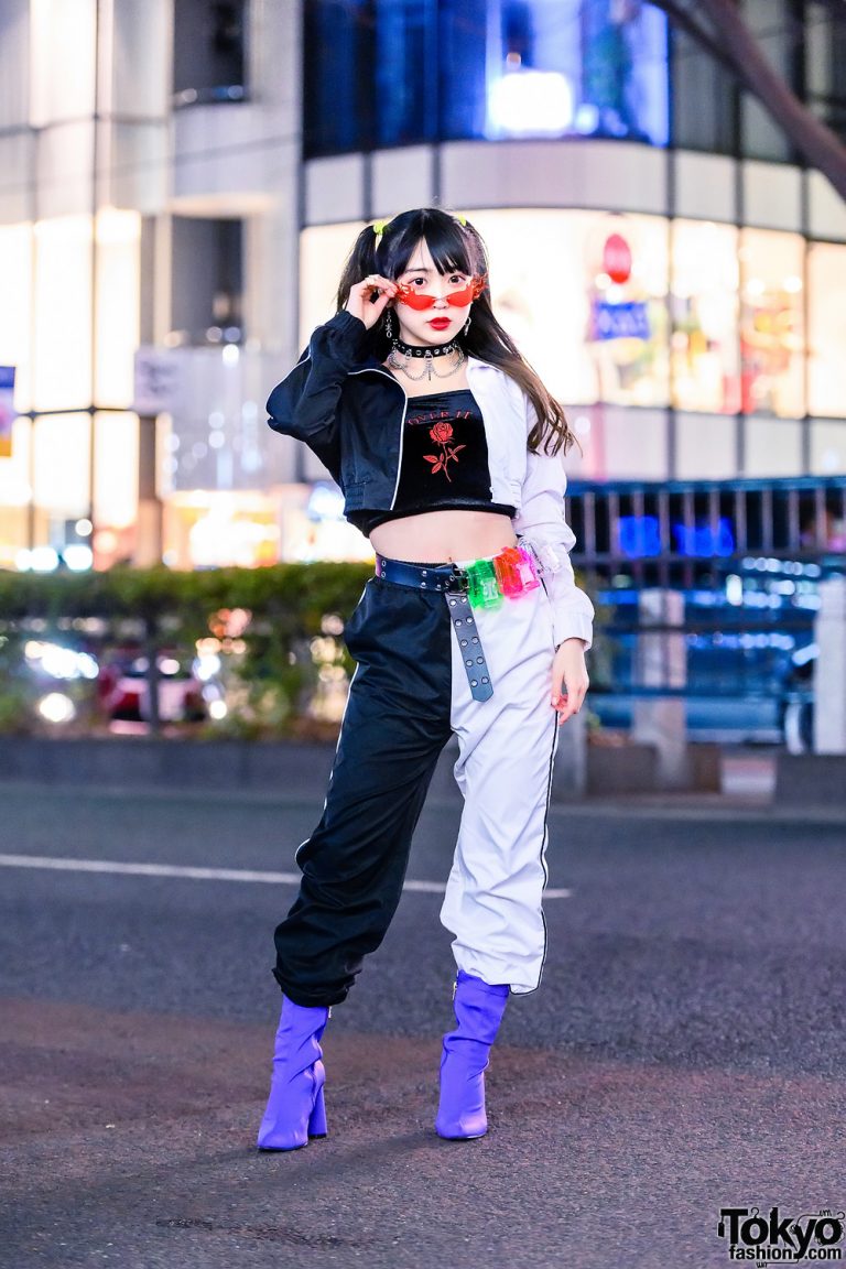Japanese Idol in Two-Tone Fashion, Flames Sunglasses, Tube Top, WEGO ...