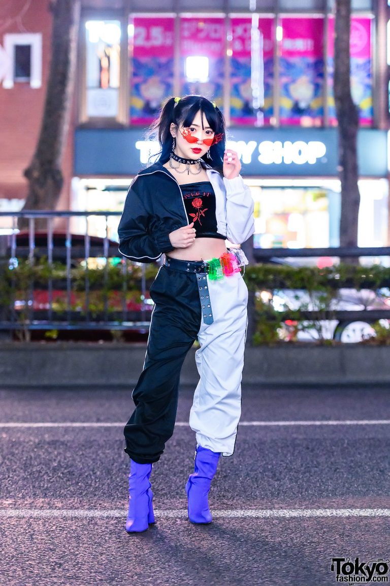 Japanese Idol in Two-Tone Fashion, Flames Sunglasses, Tube Top, WEGO ...