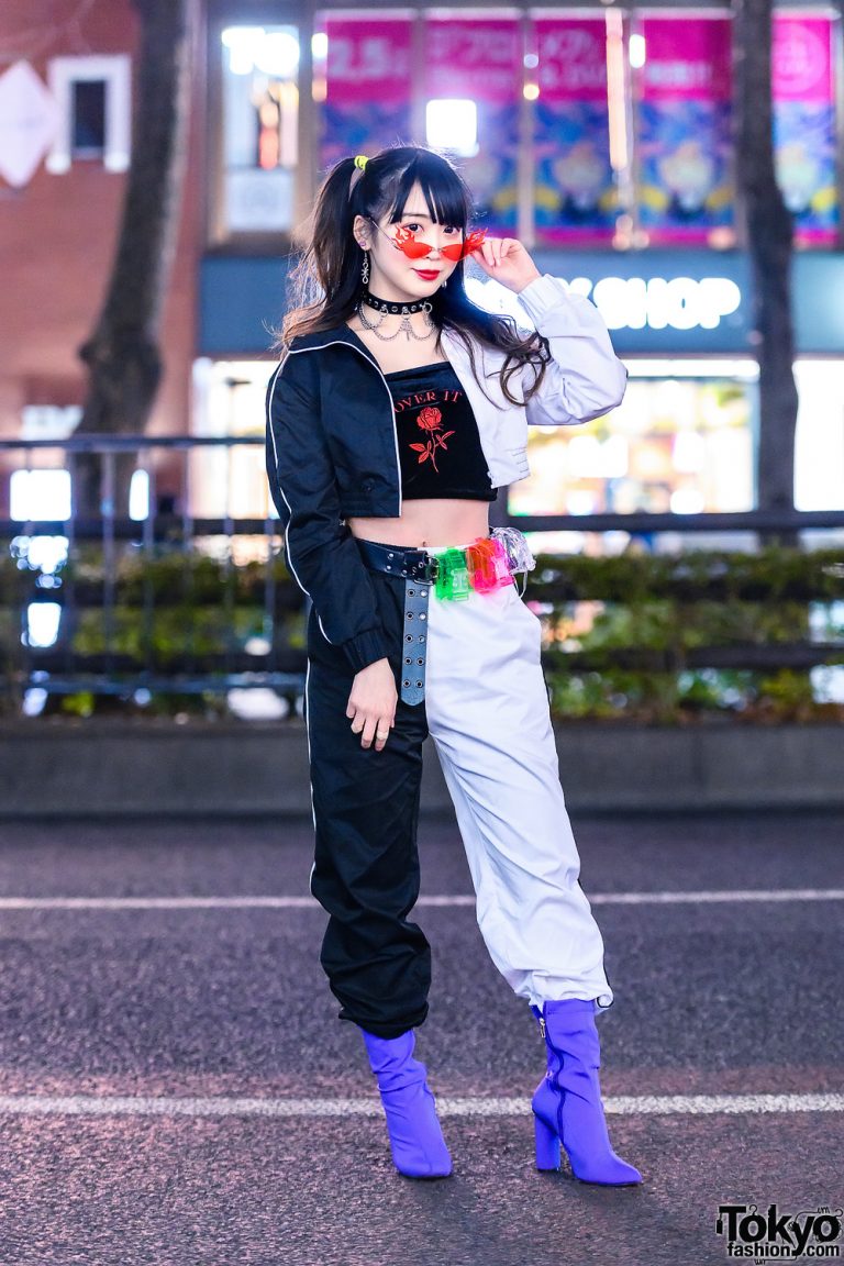 Japanese Idol in Two-Tone Fashion, Flames Sunglasses, Tube Top, WEGO ...