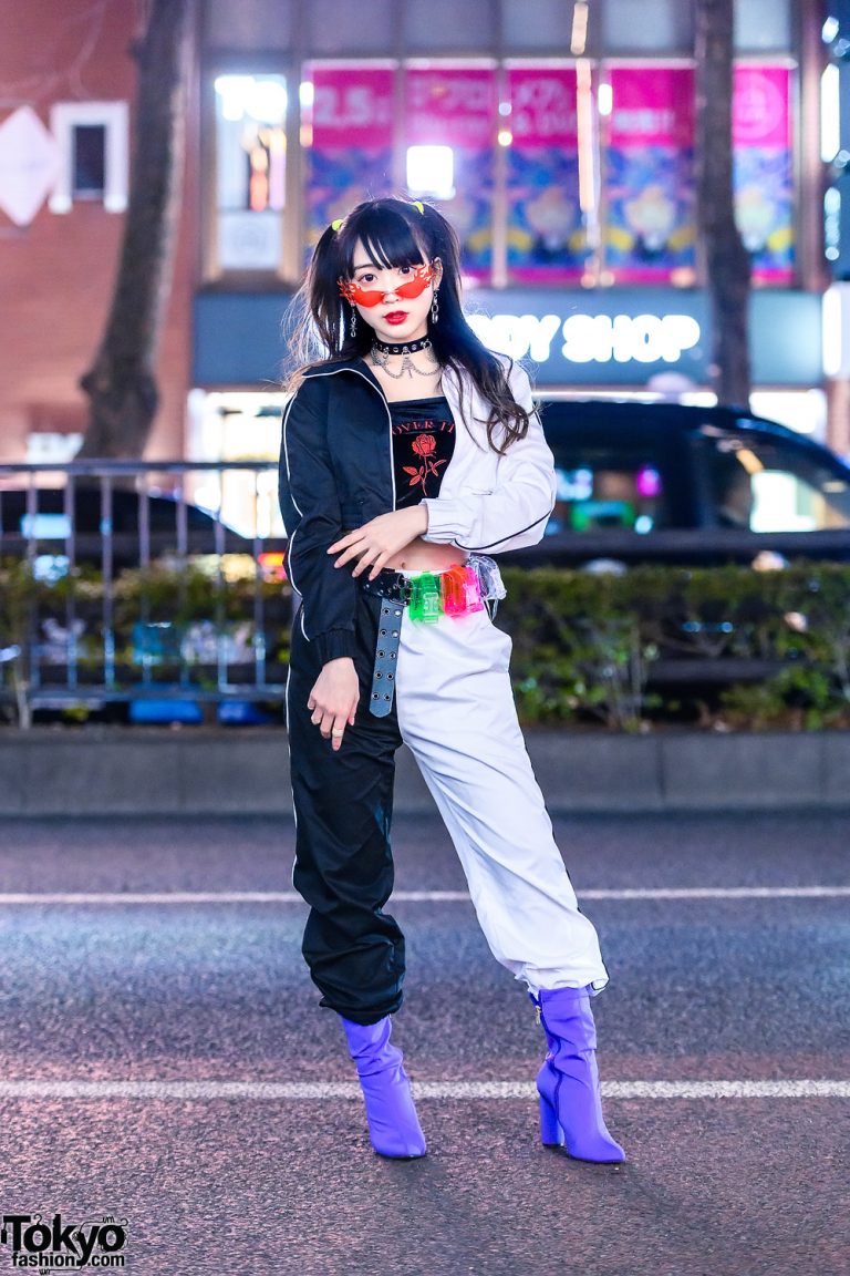 Japanese Idol in Two-Tone Fashion, Flames Sunglasses, Tube Top, WEGO, Spinns, Sevens, Belt ...