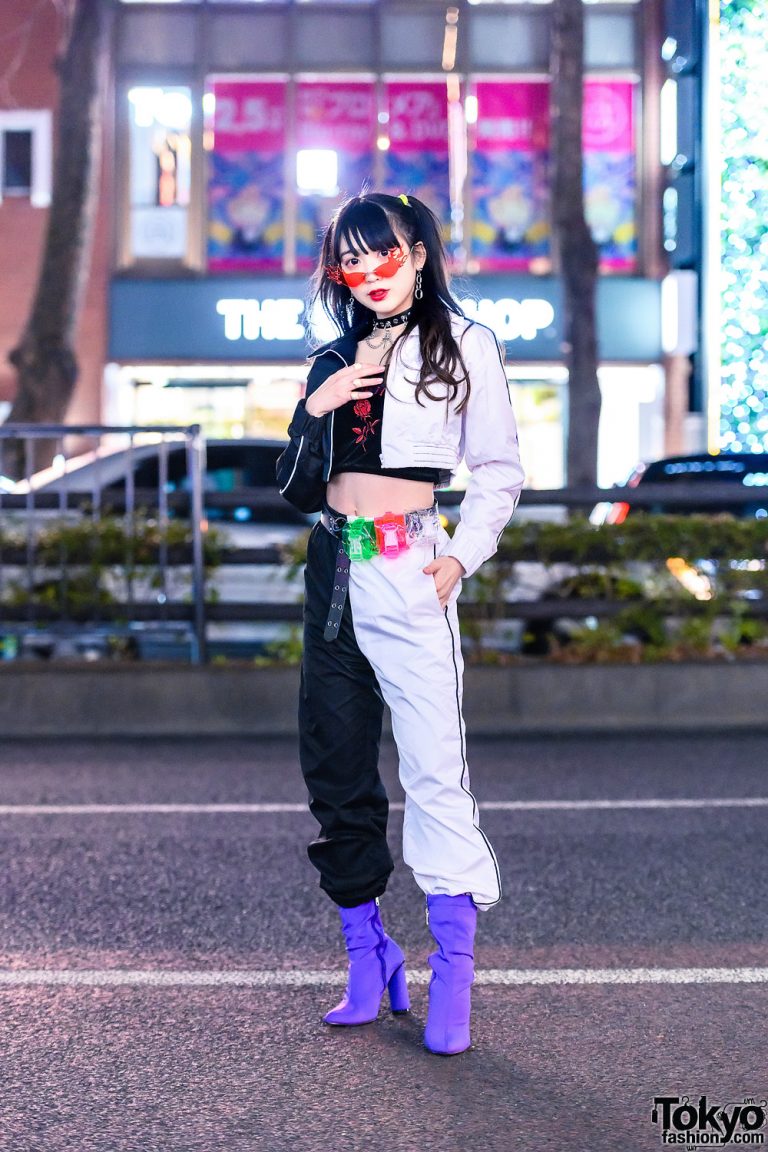 Japanese Idol in Two-Tone Fashion, Flames Sunglasses, Tube Top, WEGO, Spinns, Sevens, Belt ...