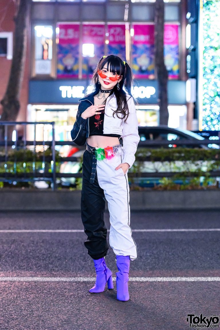 Japanese Idol in Two-Tone Fashion, Flames Sunglasses, Tube Top, WEGO ...