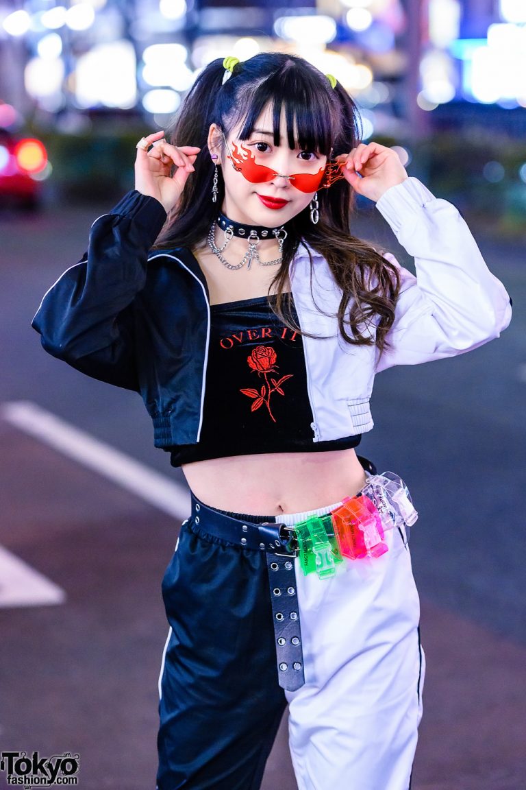 Japanese Idol in Two-Tone Fashion, Flames Sunglasses, Tube Top, WEGO ...