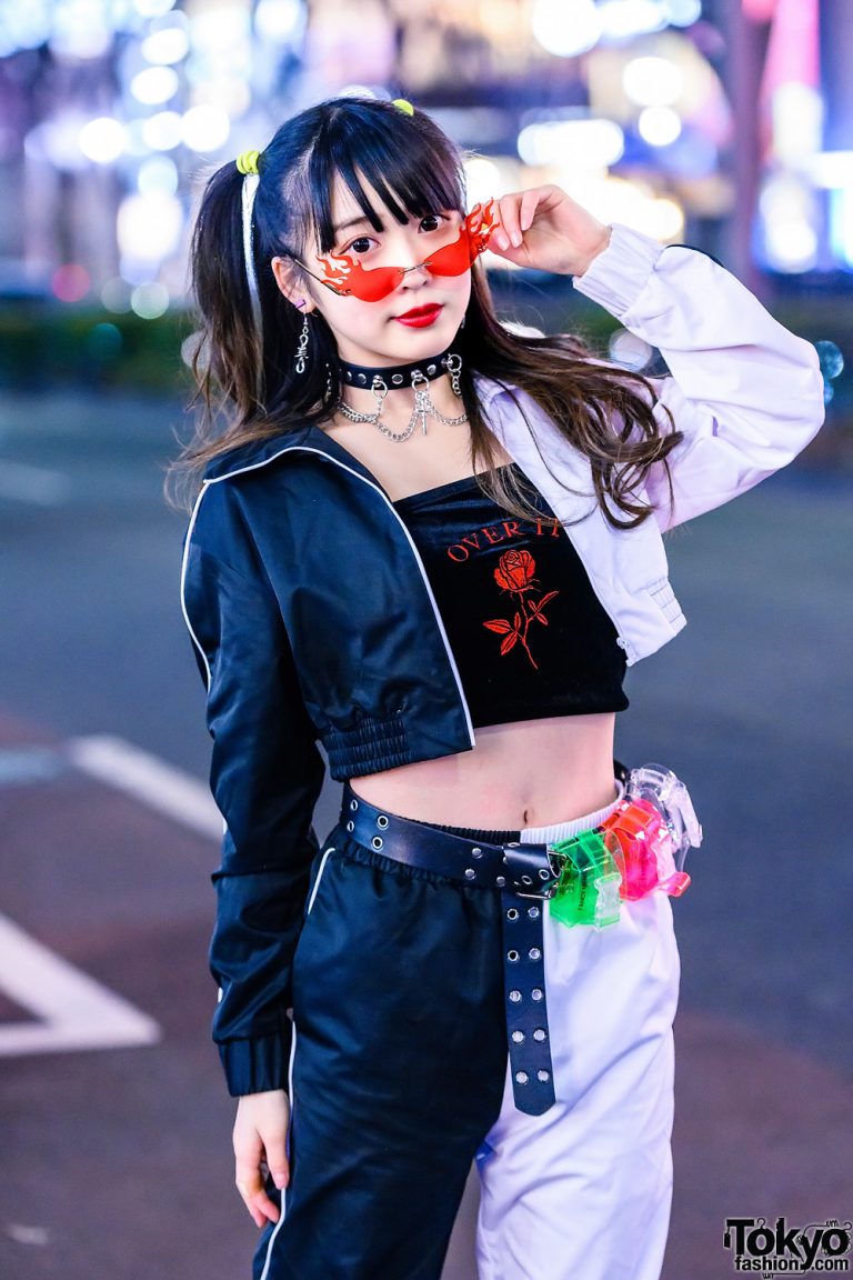 Japanese Idol in Two-Tone Fashion, Flames Sunglasses, Tube Top, WEGO ...