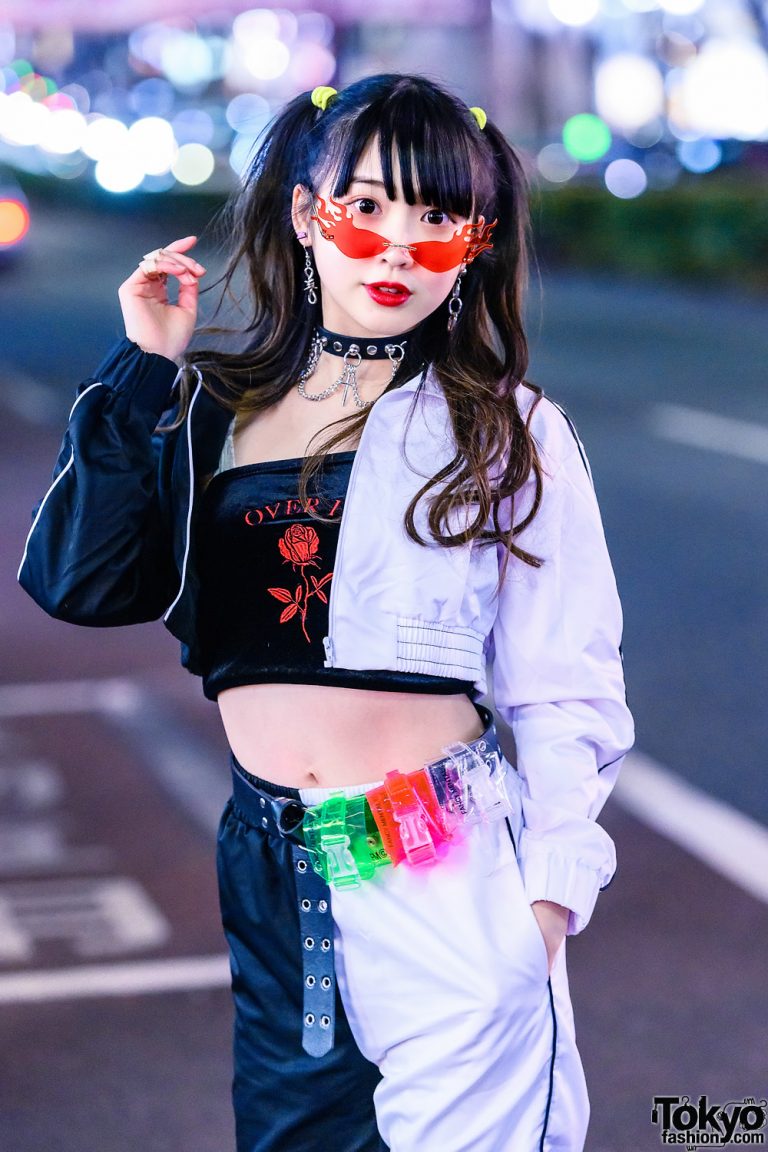 Japanese Idol in Two-Tone Fashion, Flames Sunglasses, Tube Top, WEGO, Spinns, Sevens, Belt ...