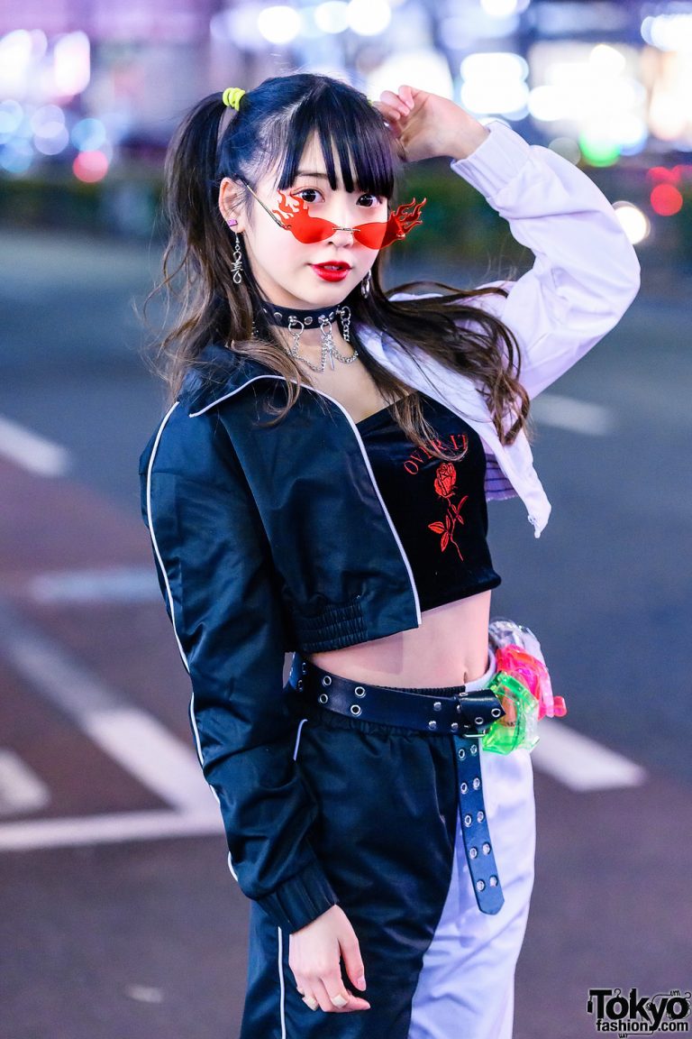 Japanese Idol in Two-Tone Fashion, Flames Sunglasses, Tube Top, WEGO, Spinns, Sevens, Belt ...