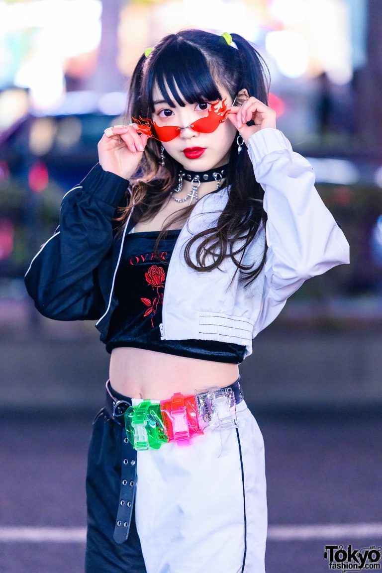 Japanese Idol in Two-Tone Fashion, Flames Sunglasses, Tube Top, WEGO, Spinns, Sevens, Belt ...