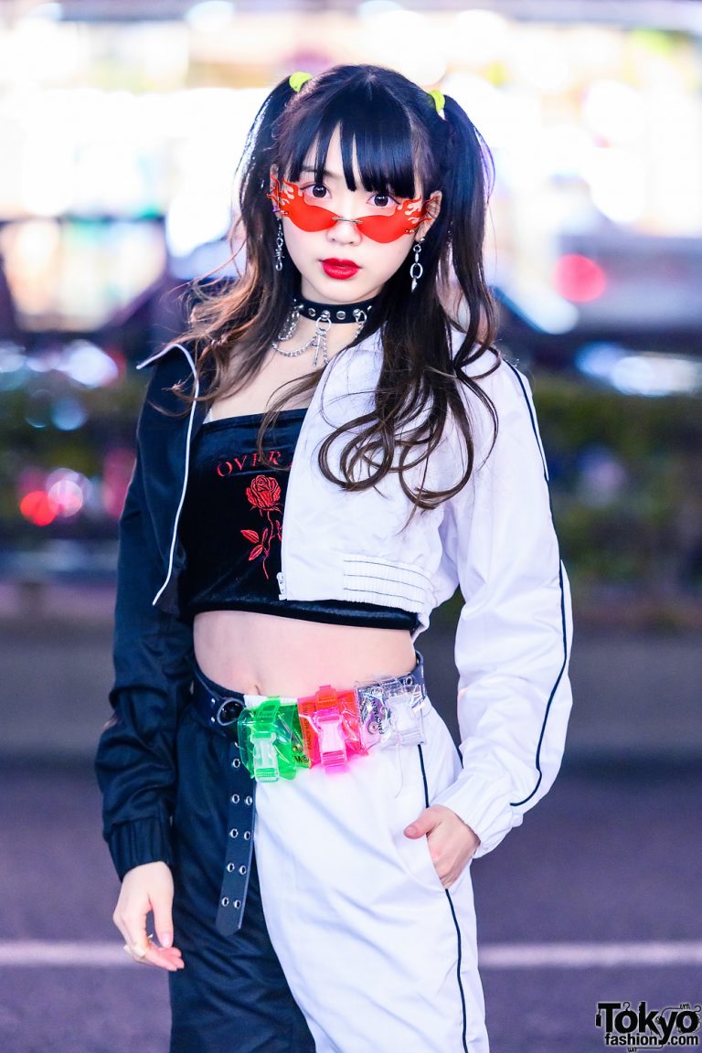 Japanese Idol in Two-Tone Fashion, Flames Sunglasses, Tube Top, WEGO, Spinns, Sevens, Belt ...