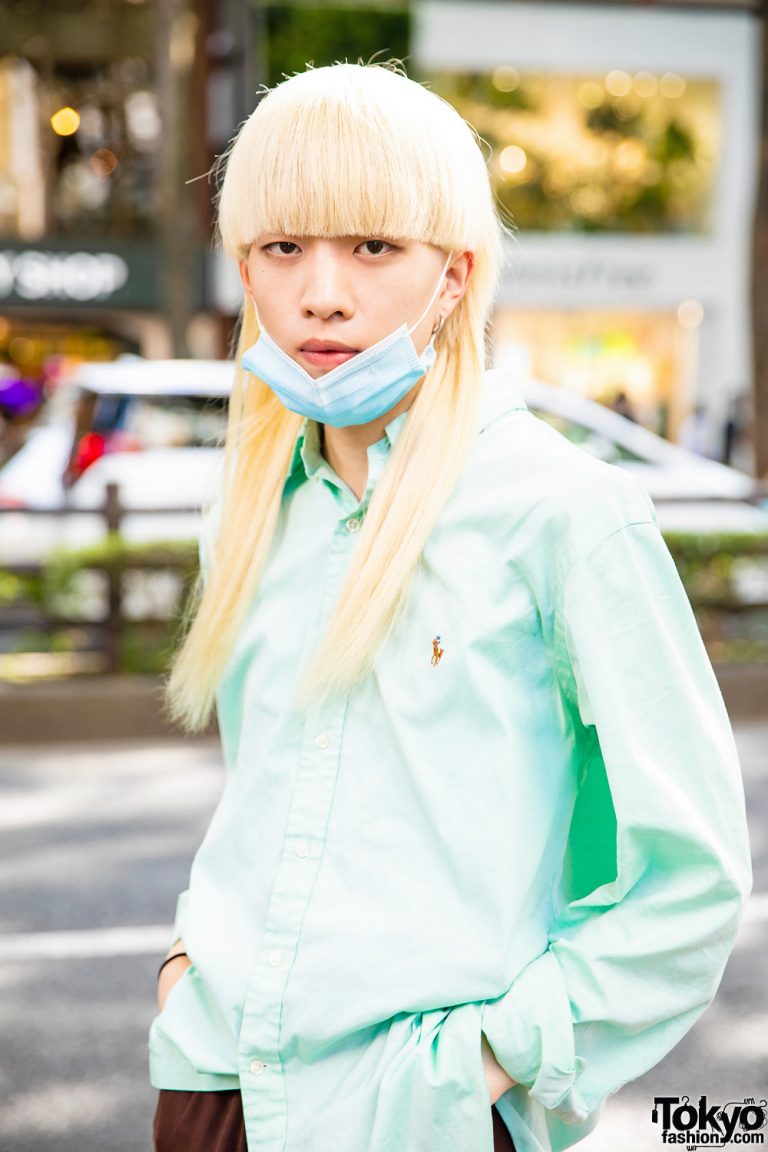 Japanese Mullet Hairstyle in Harajuku w/ Ralph Lauren Shirt, Vintage ...