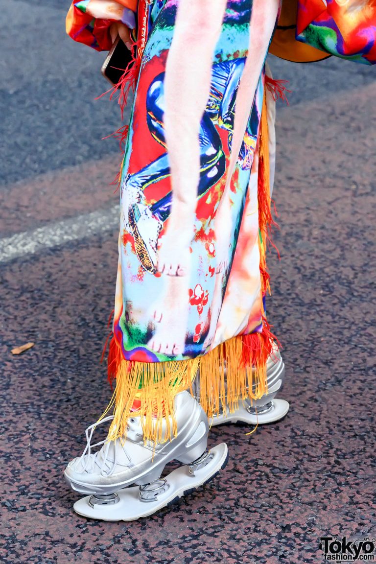 Japanese Fashion Designer in Colorful Avantgarde Handmade Street Style ...