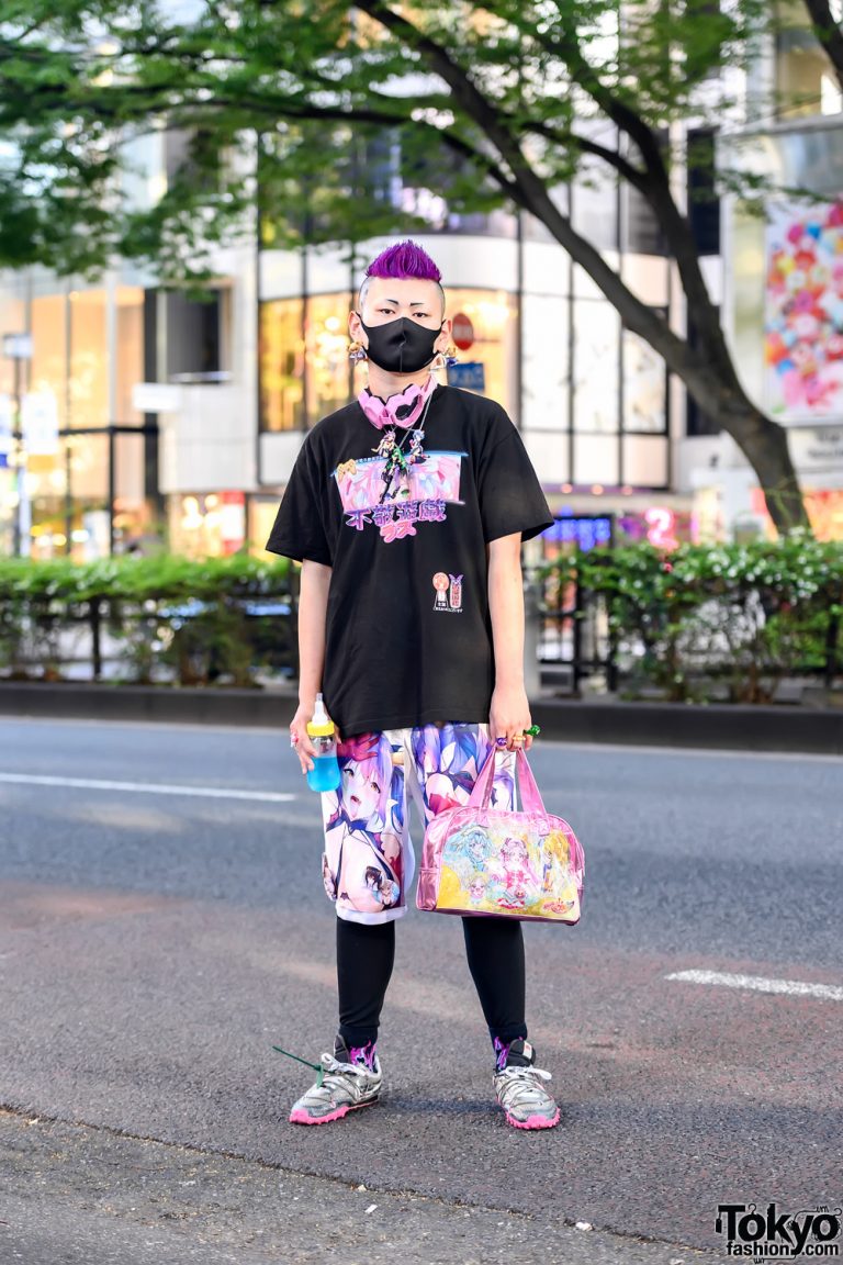 Japanese Anime, Akihabara & Otaku Fashion in Harajuku w/ Las42018 Tee, Handmade Anime Pants ...