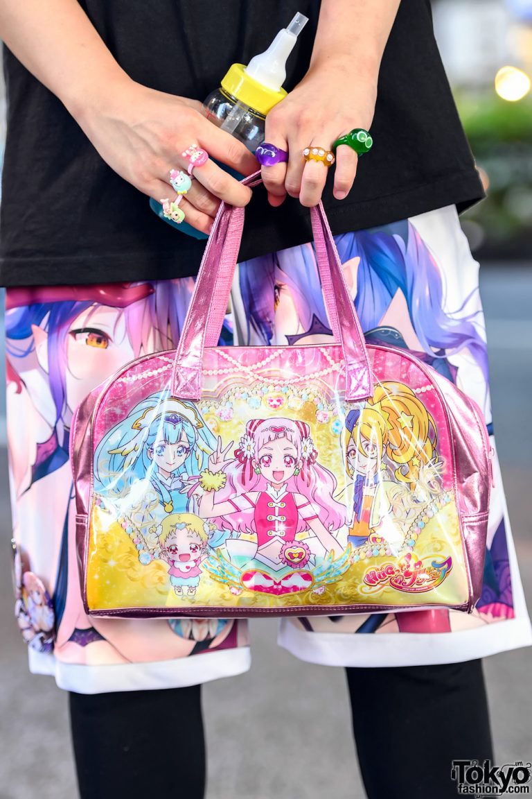Japanese Anime, Akihabara & Otaku Fashion in Harajuku w/ Las42018 Tee, Handmade Anime Pants ...