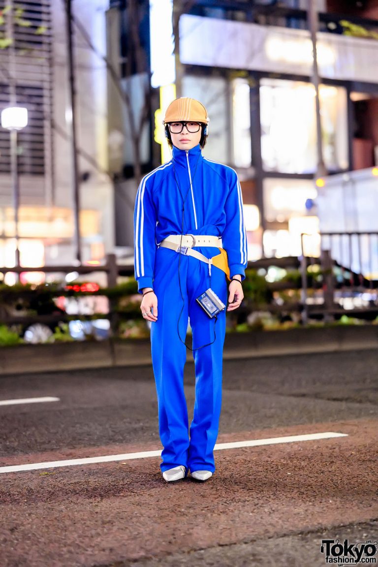 Japanese College Student in Vintage Track Suit w/ 1984 Cassette Player ...