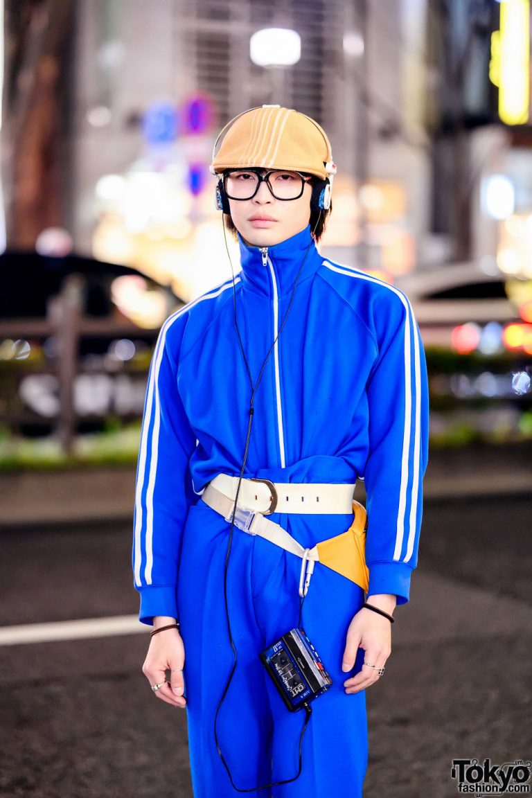 Japanese College Student in Vintage Track Suit w/ 1984 Cassette Player ...