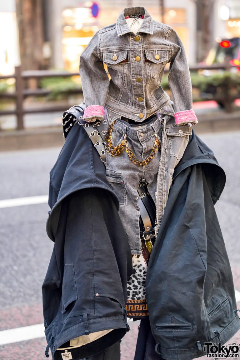 Japanese “Denim Man” Street Style w/ Handmade Jeans Outfit & Denim Mask ...