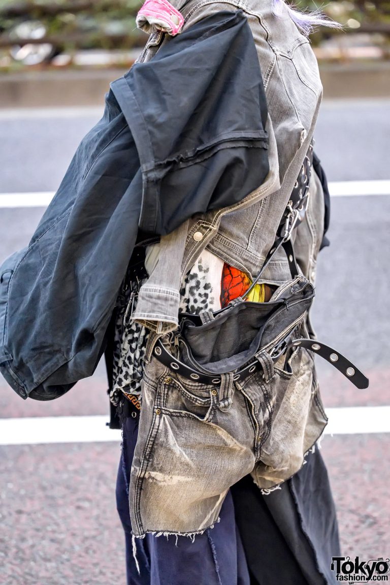 Japanese “Denim Man” Street Style w/ Handmade Jeans Outfit & Denim Mask ...